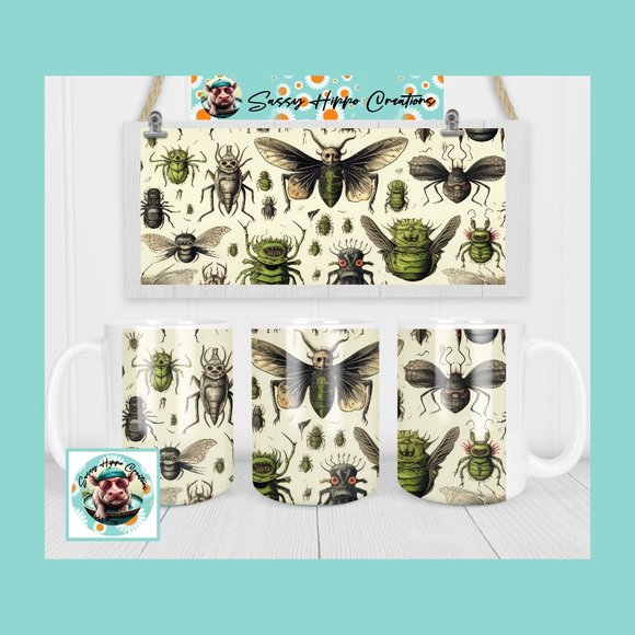 Sassy Hippo Creations | Dining | Ceramic Coffee Mug Creepy Bugs Insects ...